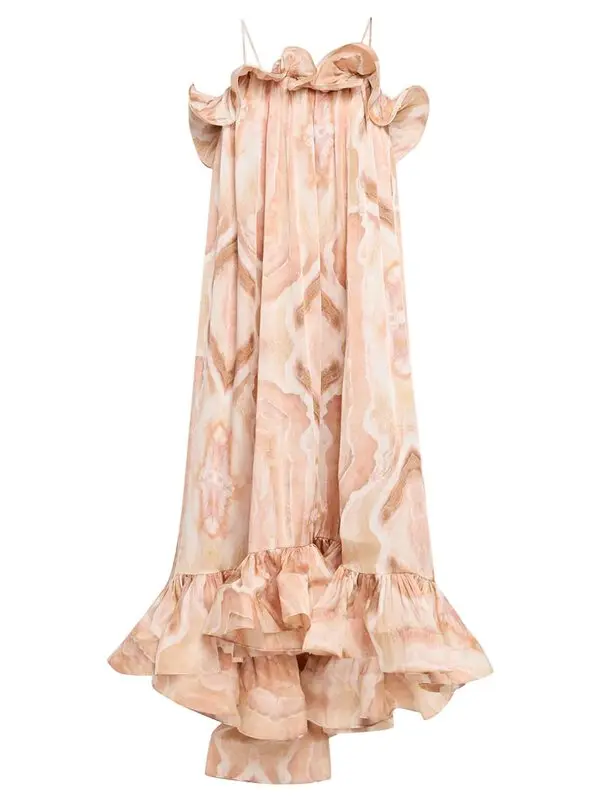 Zimmermann Illuminate Flounce Gown - Guava Agate