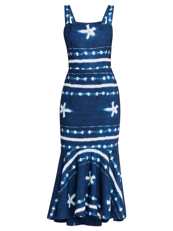JBQ Natasha Shibori Midi Dress - Indigo Shibori
