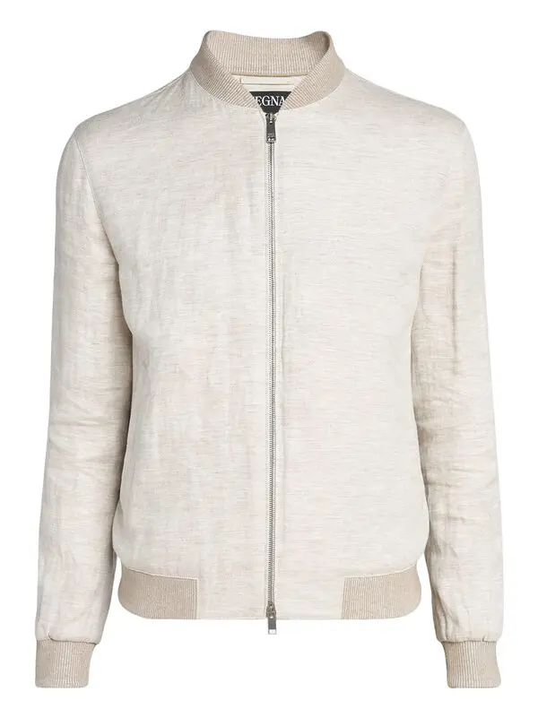 Zegna Oasi Lino Bomber Jacket - Dk Gry Sld