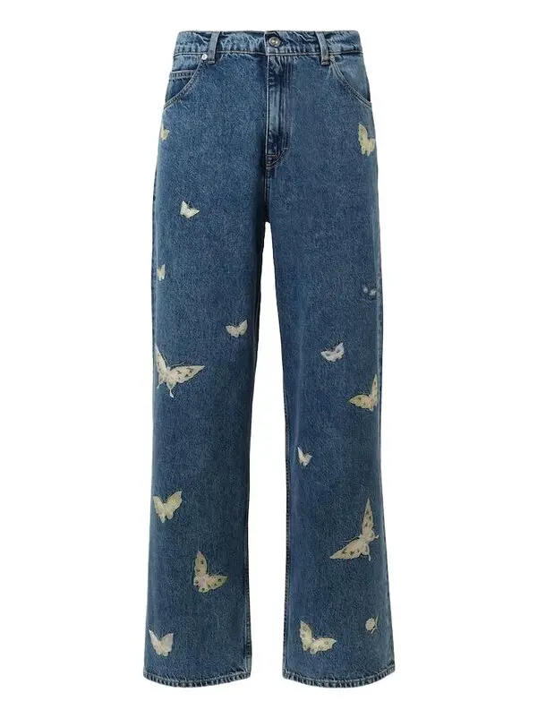 Our Legacy Vast Cut Embroidered Straight Jeans - Blue