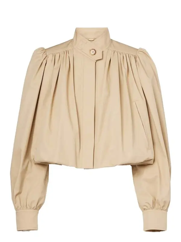 Chloé Gathered Cotton Gabardine Jacket - Beige