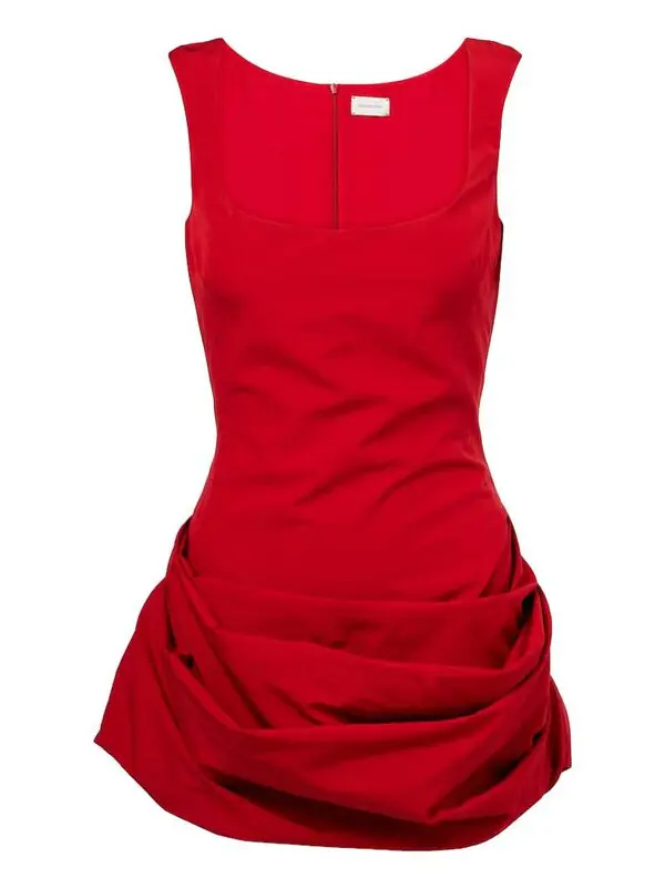 Magda Butrym Draped Poplin Mini Dress - Red