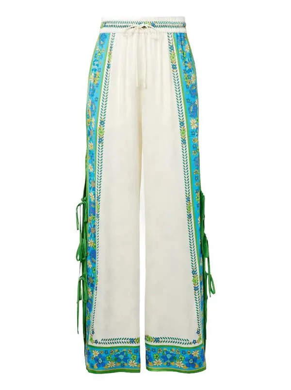 ALEMAIS Alémais Vivianna Printed Wide-leg Pants - White