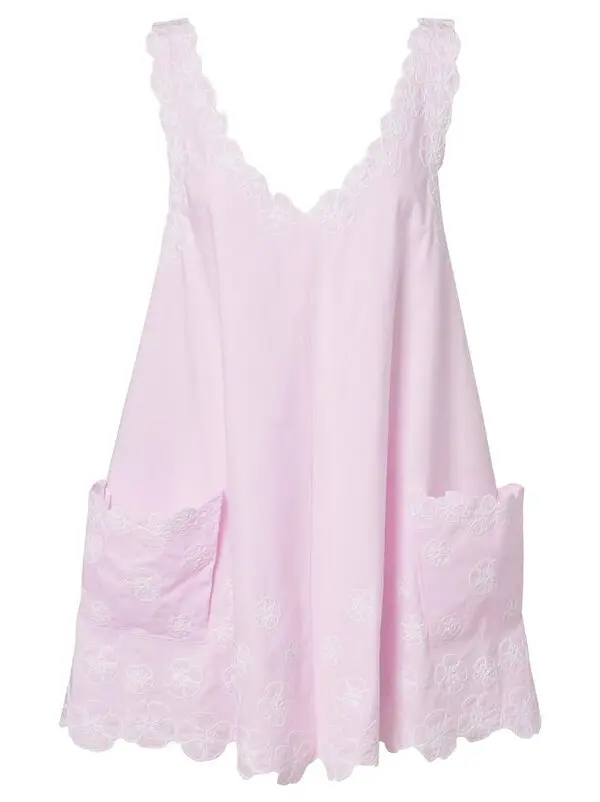 JULIET DUNN Embroidered Cotton Poplin Minidress - Pink