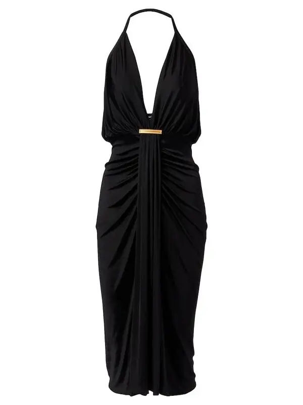 TOM FORD Draped Jersey Cocktail Dress - Black