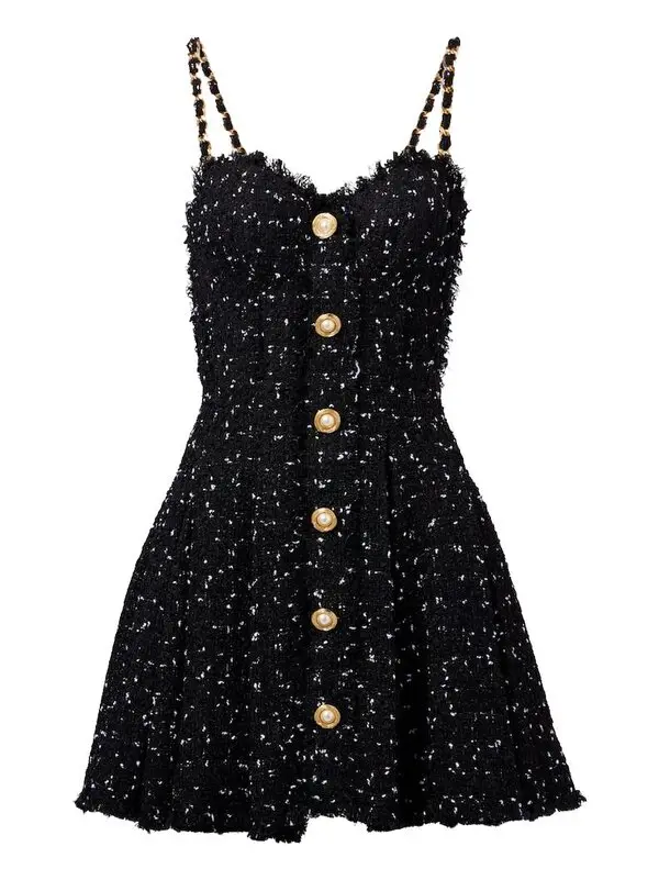 Balmain Lamé Tweed Minidress - Black