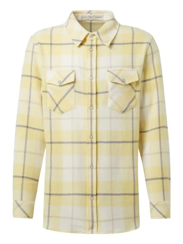 GOD'S TRUE CASHMERE Dreamer Plaid Cashmere Shirt With Moonstone - Yellow