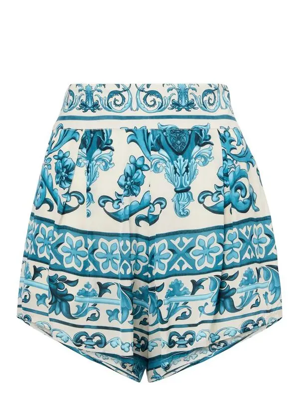 ADRIANA DEGREAS Printed High-rise Shorts - Blue