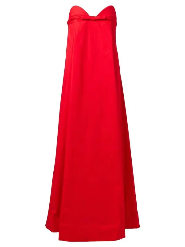 ADRIANA DEGREAS Bow-detail Cotton-blend Maxi Dress - Red