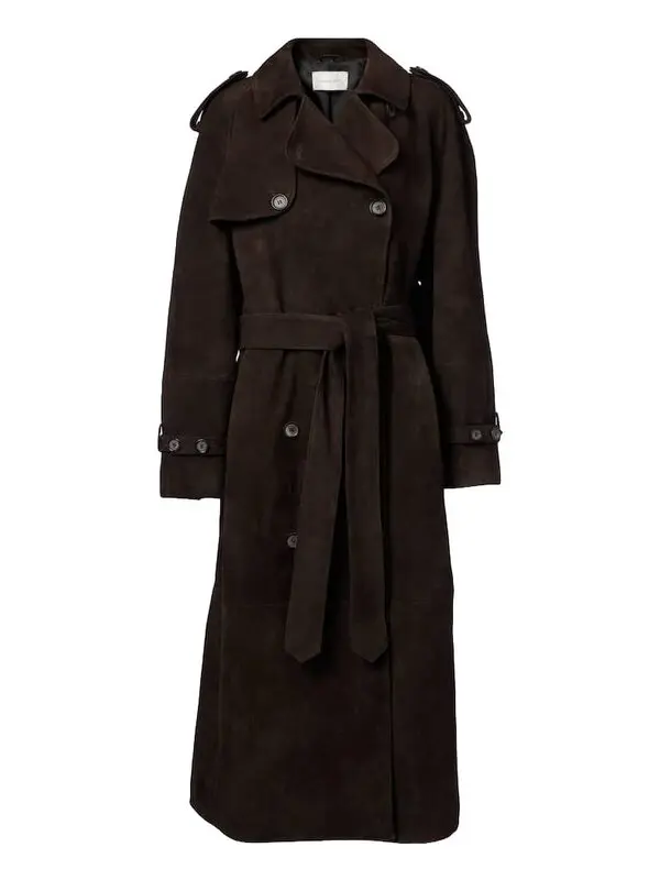 Magda Butrym Double-breasted Suede Trench Coat - Brown