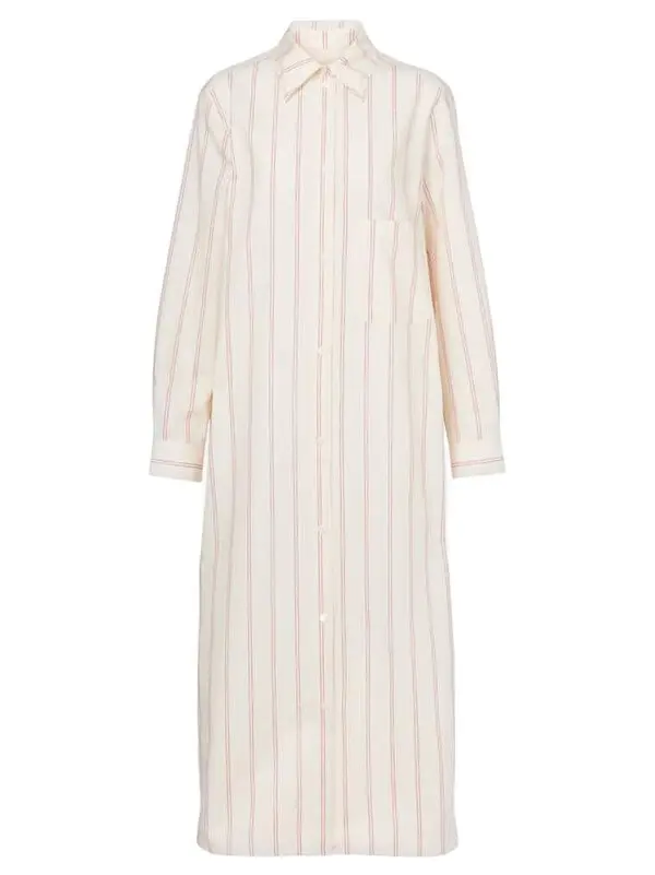 TOTÊME Striped Cotton And Silk Shirt Dress - White
