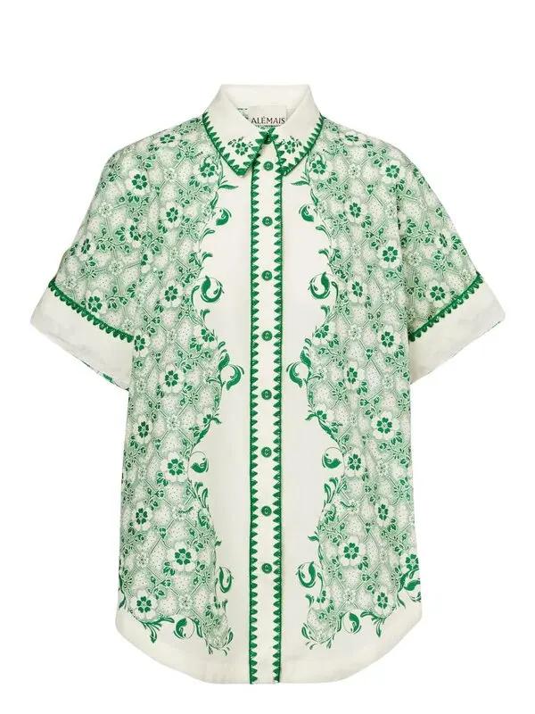 ALEMAIS Alémais Olive Printed Shirt - White