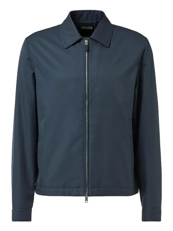 Zegna Leather-trimmed Blouson - Blue