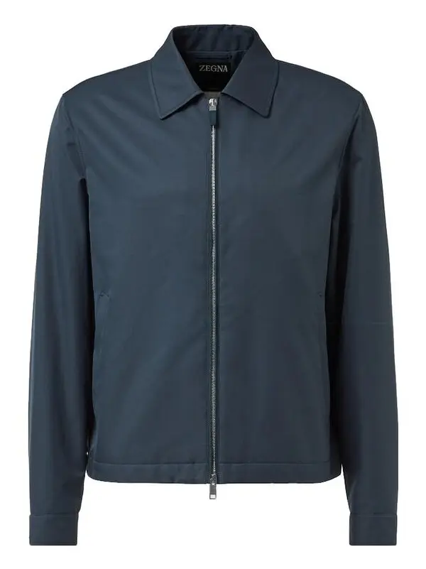 Zegna Leather-trimmed Blouson - Blue
