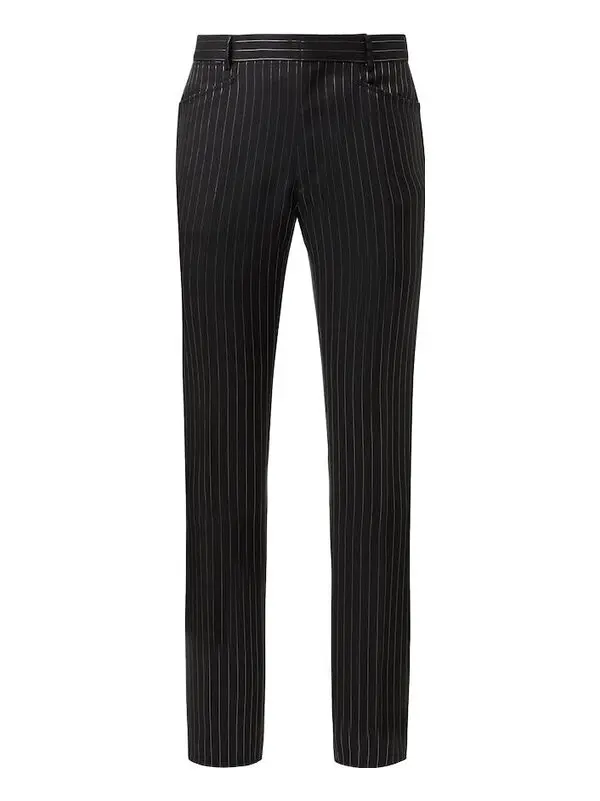 TOM FORD Dylan Striped Wool And Silk Suit Pants - Black