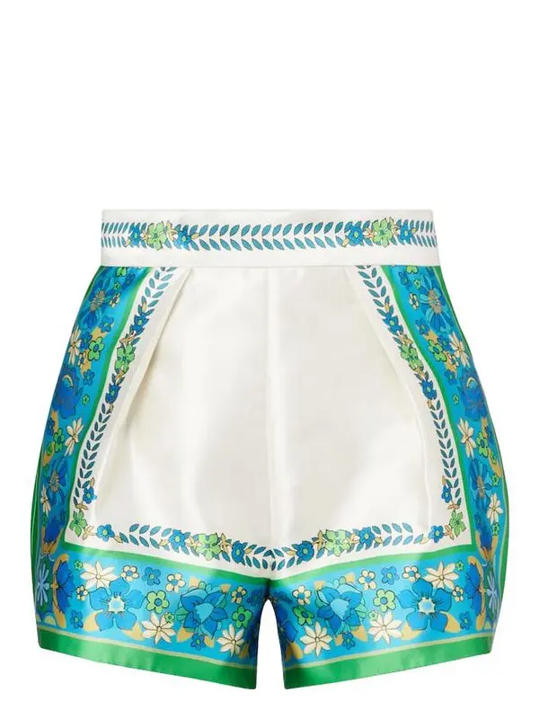 ALEMAIS Alémais Vivianna Printed High-rise Shorts - White