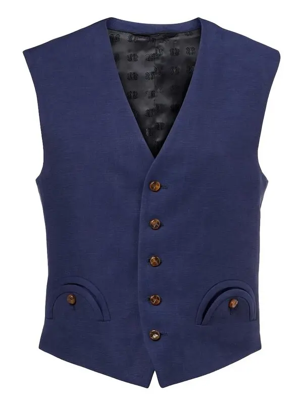BLAZÉ MILANO Feral Linen And Silk Vest - Blue