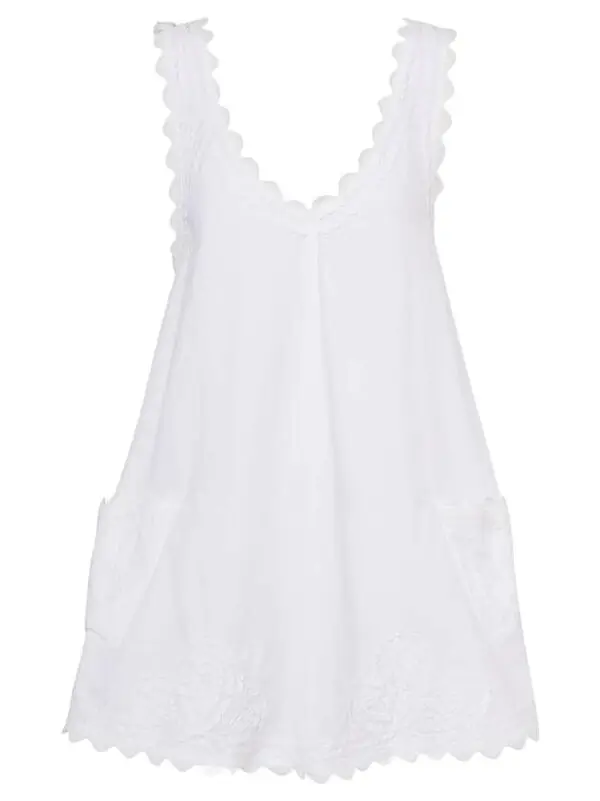 JULIET DUNN Embroidered Cotton Poplin Minidress - White
