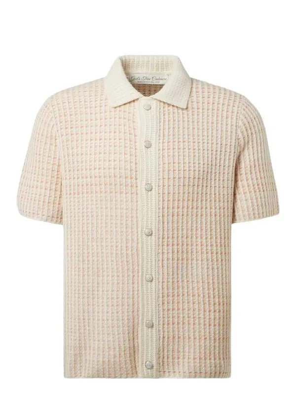 GOD'S TRUE CASHMERE Noble Waffle-knit Cashmere Polo Shirt - Beige