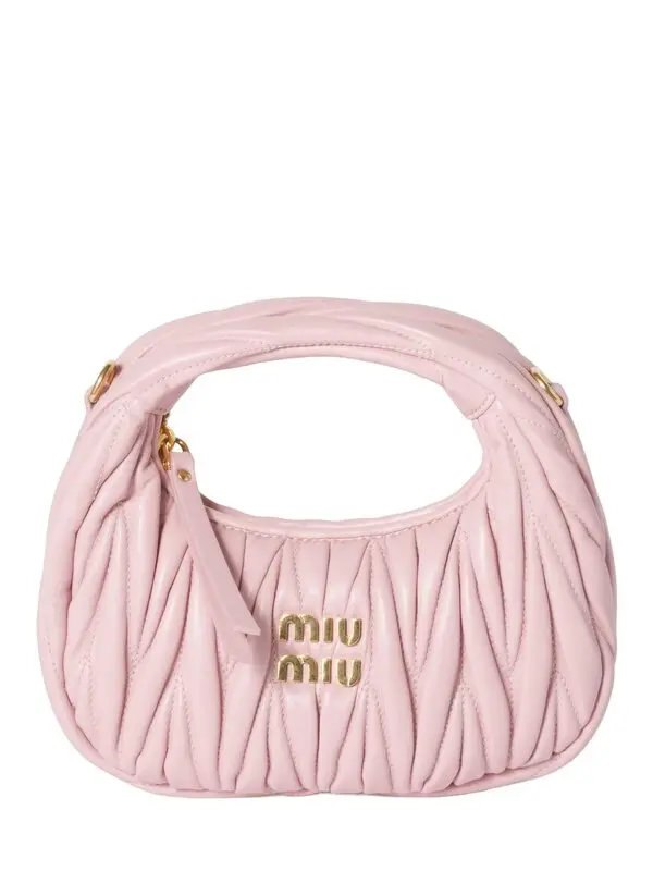 Miu Miu Wander Matelassé Nappa Leather Hobo Mini-bag - Alabaster Pink