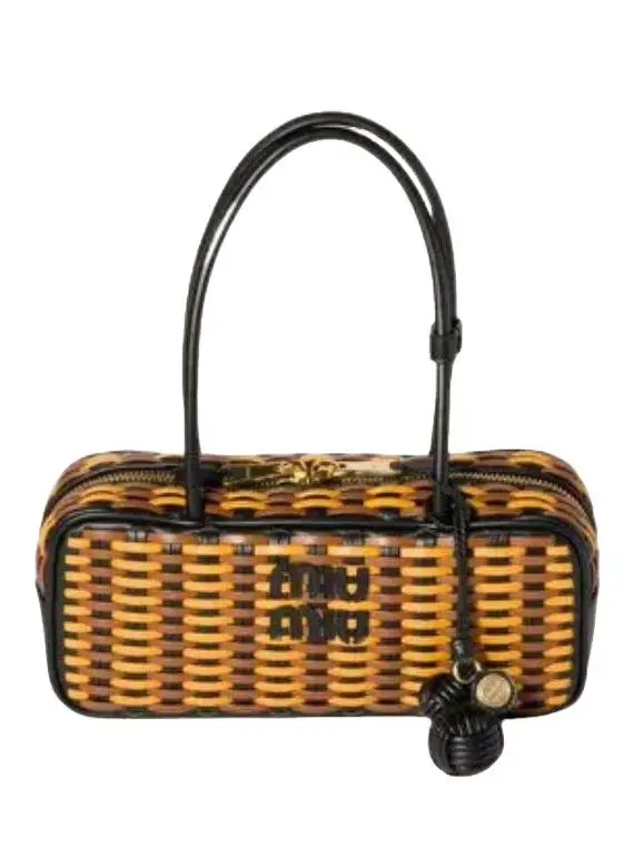 Miu Miu Beau Leather Bag - Black/cognac/ochre