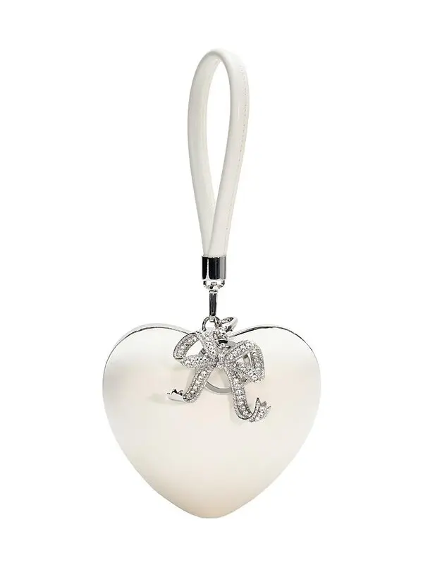SELF-PORTRAIT Satin Heart Clutch - Cream