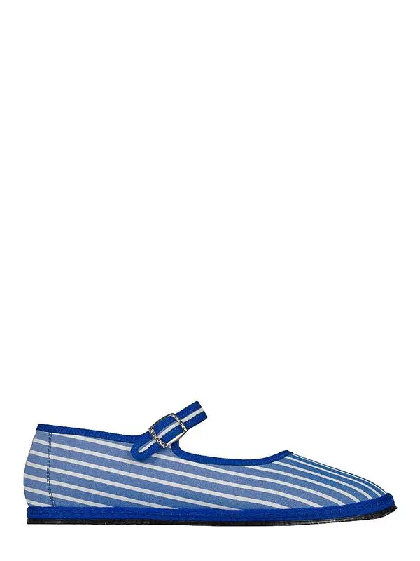 VIBI VENEZIA Classic Cotton Mary Jane Flats - Blue Stripes