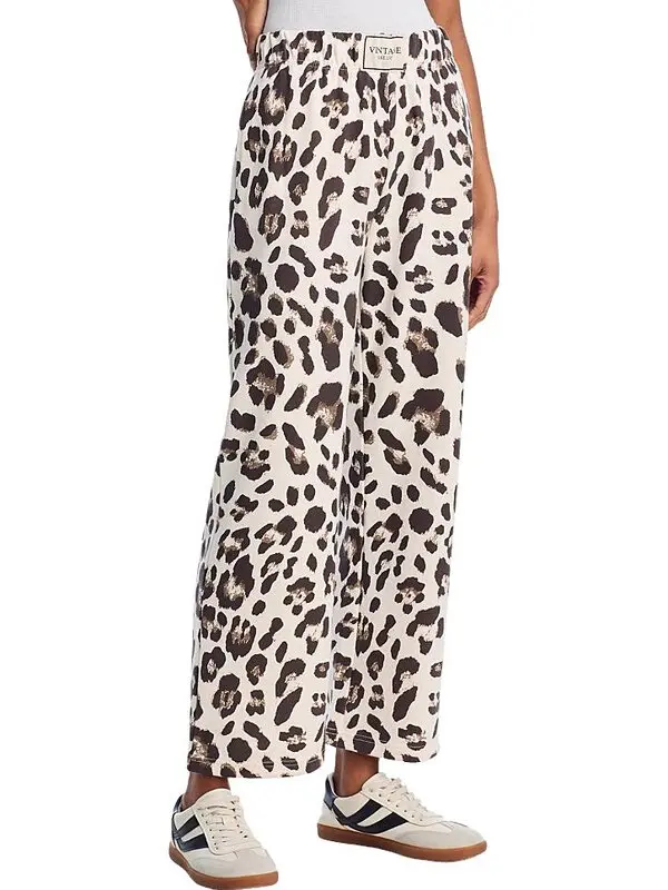 Vintage Havana Faux Suede Terry Pants - Leopard