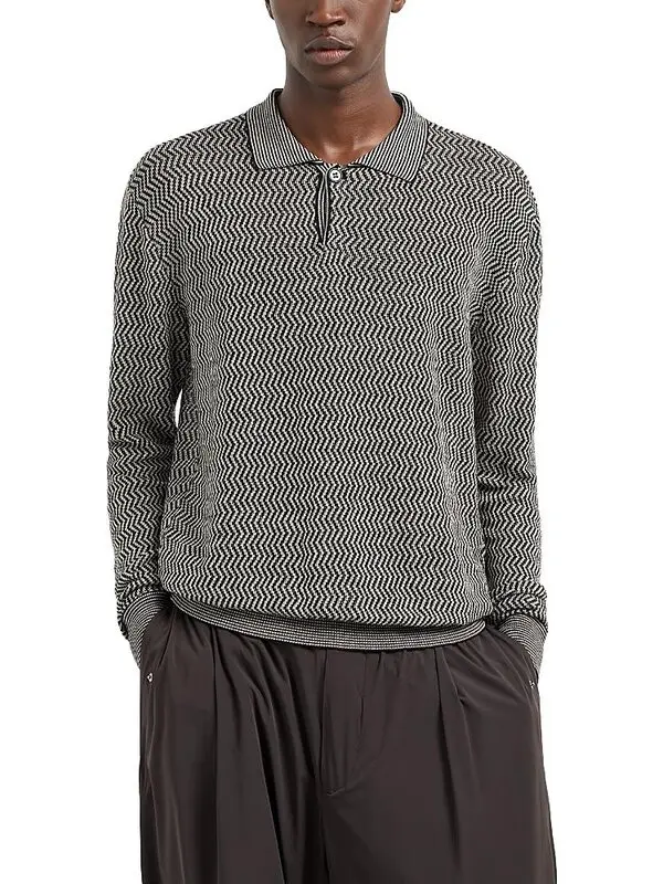 Emporio Armani Linen Blend Polo Sweater - Black