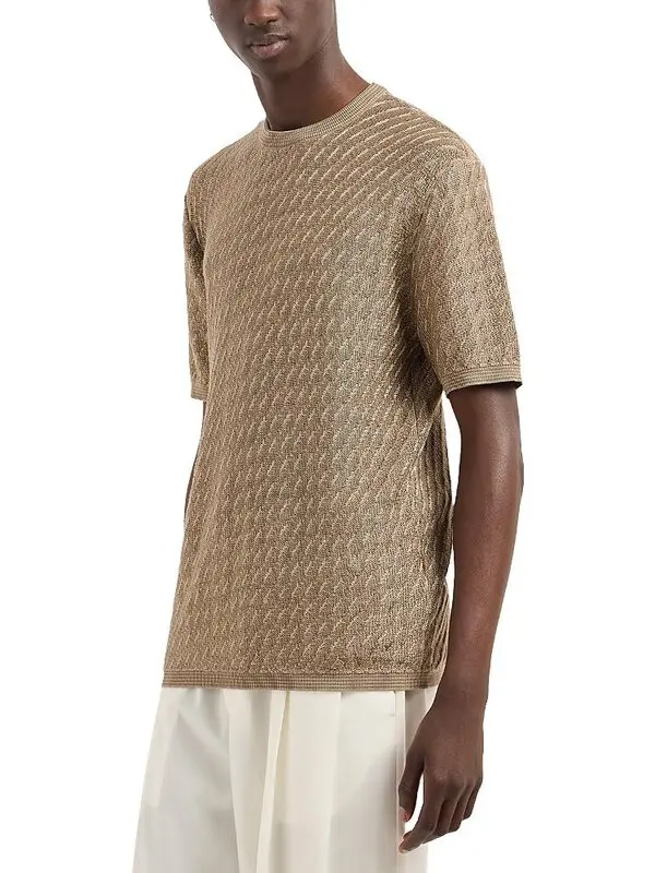 Emporio Armani Jacquard Short Sleeved Pullover - Brown