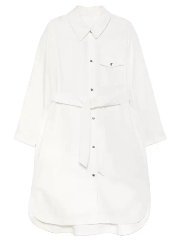 YVES SALOMON Denim Midi Shirt Dress - White