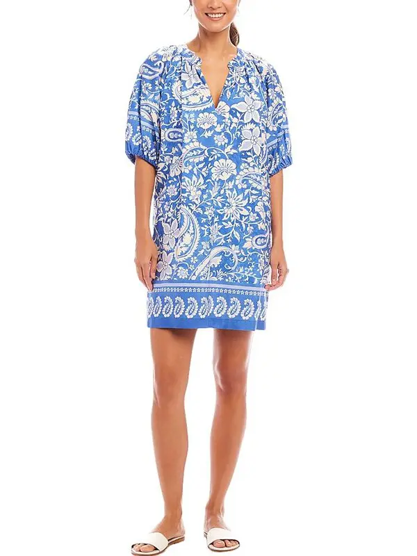 Karen Kane Printed Puff Sleeve Peasant Dress - Floral Print