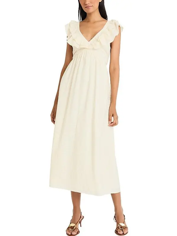THE GOOD JOURNEY Ruffled Midi Dress - Ivory