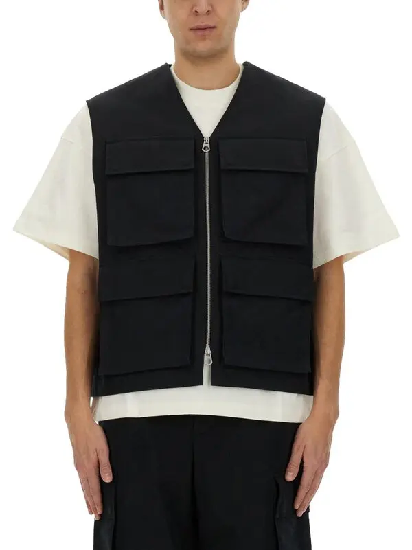 JIL SANDER Sleeveless Cargo Vest - Black