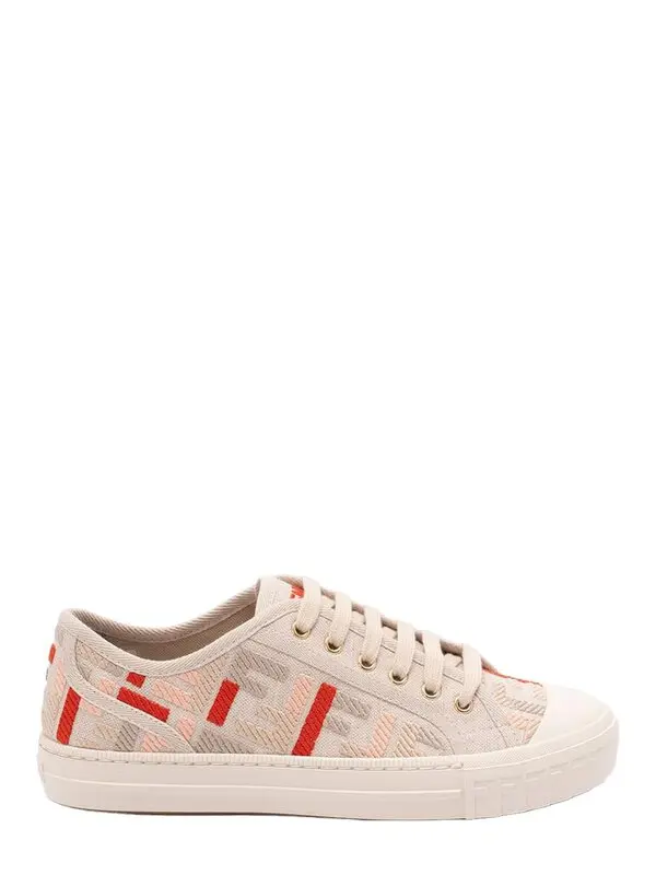 Fendi Domino Canvas Sneakers - Beige