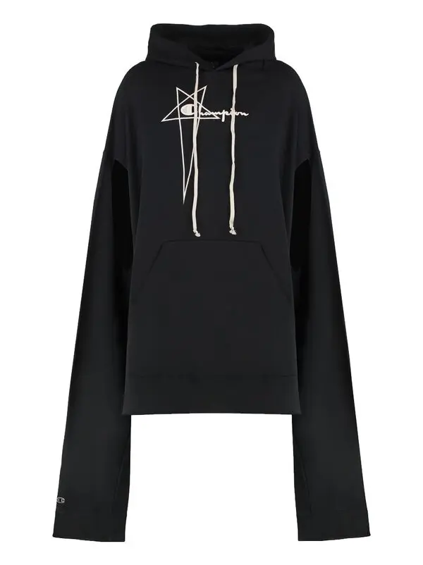 Rick Owens Flyproof Tunic Hooded Sweatshirt - Black