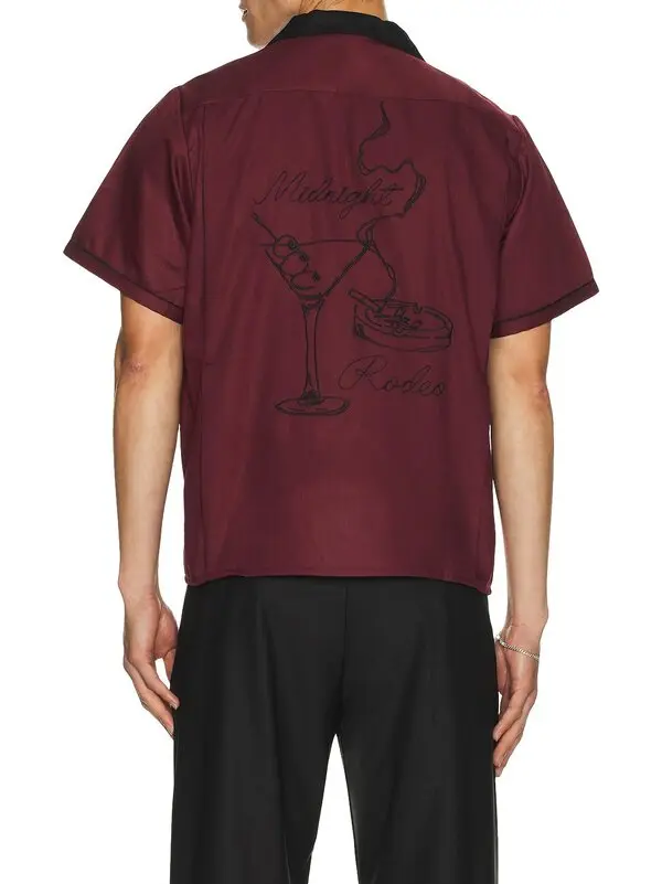 MIDNIGHT RODEO Bowler Shirt In Burgundy - Cherry