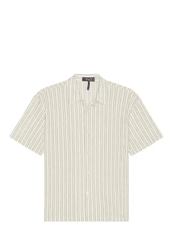 WAO Relaxed Stripe Short Sleeve Shirt In Cream - Off White
