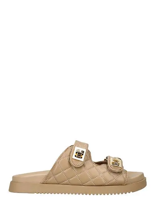 Steve Madden Quilted Faux-leather Flat Sandals - Tan