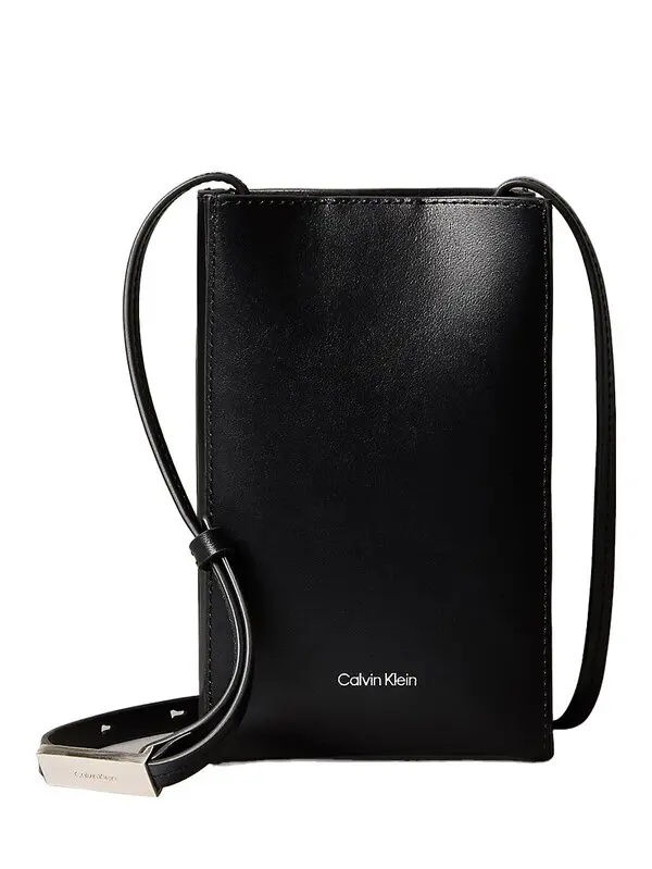 Calvin Klein Line Mini Leather Crossbody Bag - Black