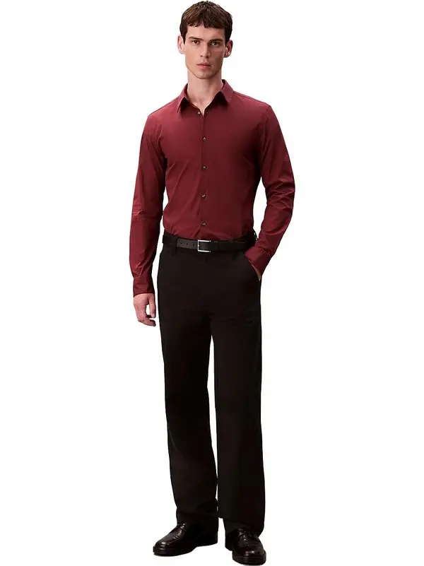 Calvin Klein Slim Stretch Button-down Shirt - Port