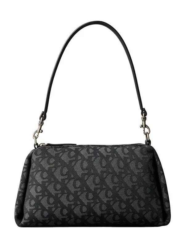 Calvin Klein Pleat Monogram Logo Shoulder Bag - Black Aop