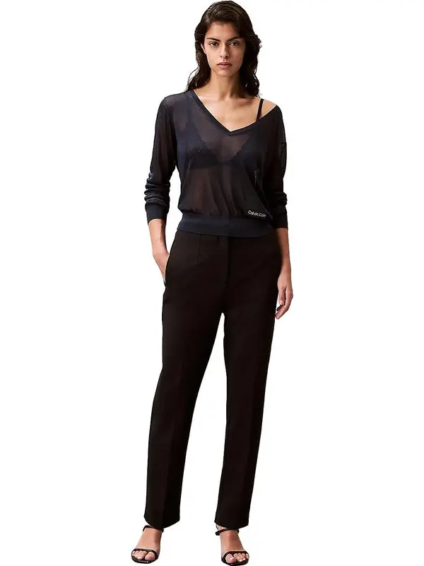 Calvin Klein Ponte Cropped Straight Pants - Black