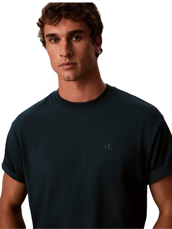 Calvin Klein Monogram Logo Relaxed Crewneck T-shirt - Orbit Blue