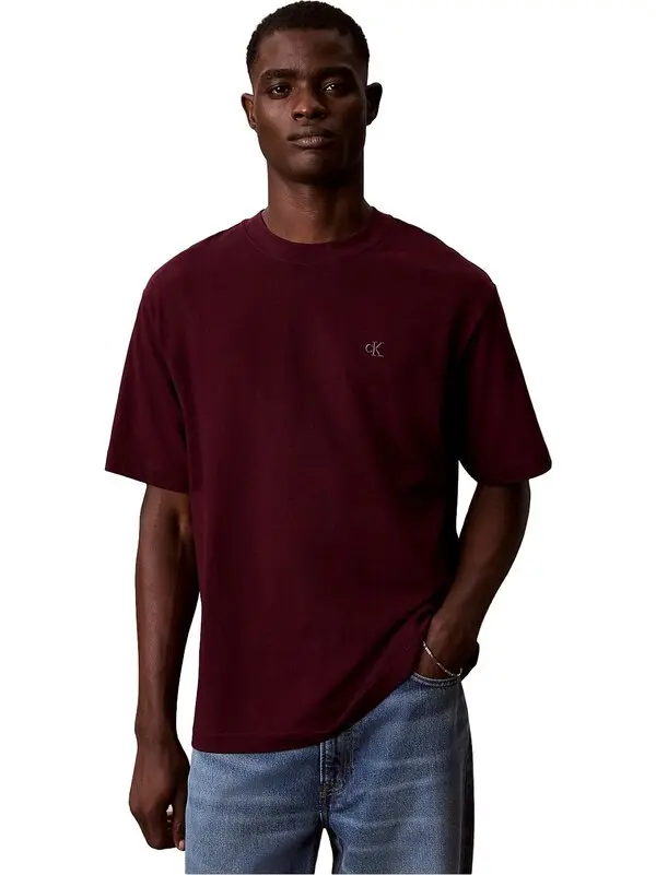 Calvin Klein Monogram Logo Relaxed Crewneck T-shirt - Raspberry Truffle