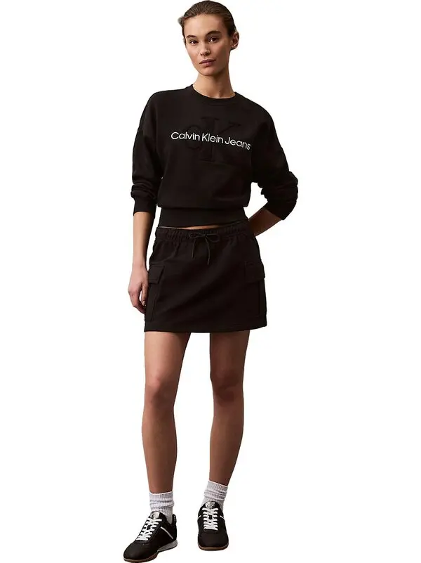 Calvin Klein Archive Logo Fleece Cargo Skirt - Black
