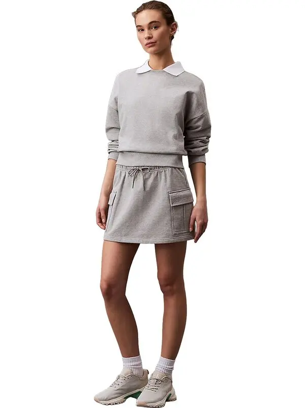 Calvin Klein Archive Logo Fleece Cargo Skirt - Medium Heather Gray