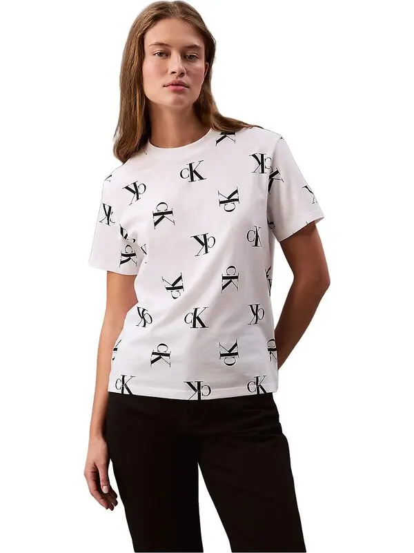 Calvin Klein Allover Monogram Classic T-shirt - Brilliant Whtie