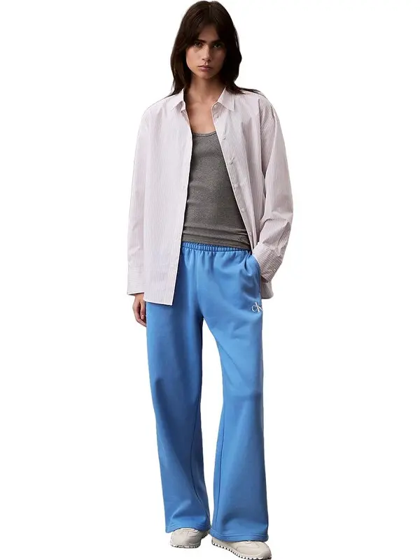Calvin Klein Fleece Wide Leg Sweatpants - Silver Lake Blue