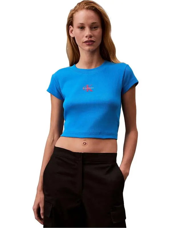 Calvin Klein Monologo Baby Tee - French Blue